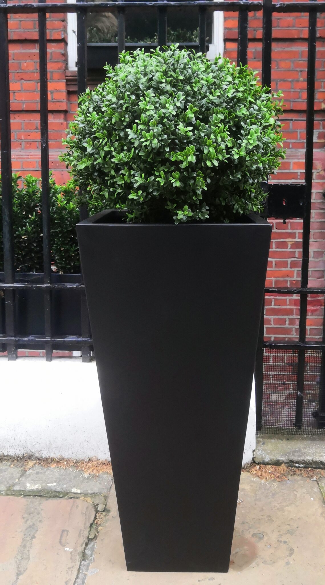 Artificial Buxus ball D 50cm in Tall Black Tapered Square Planter ...